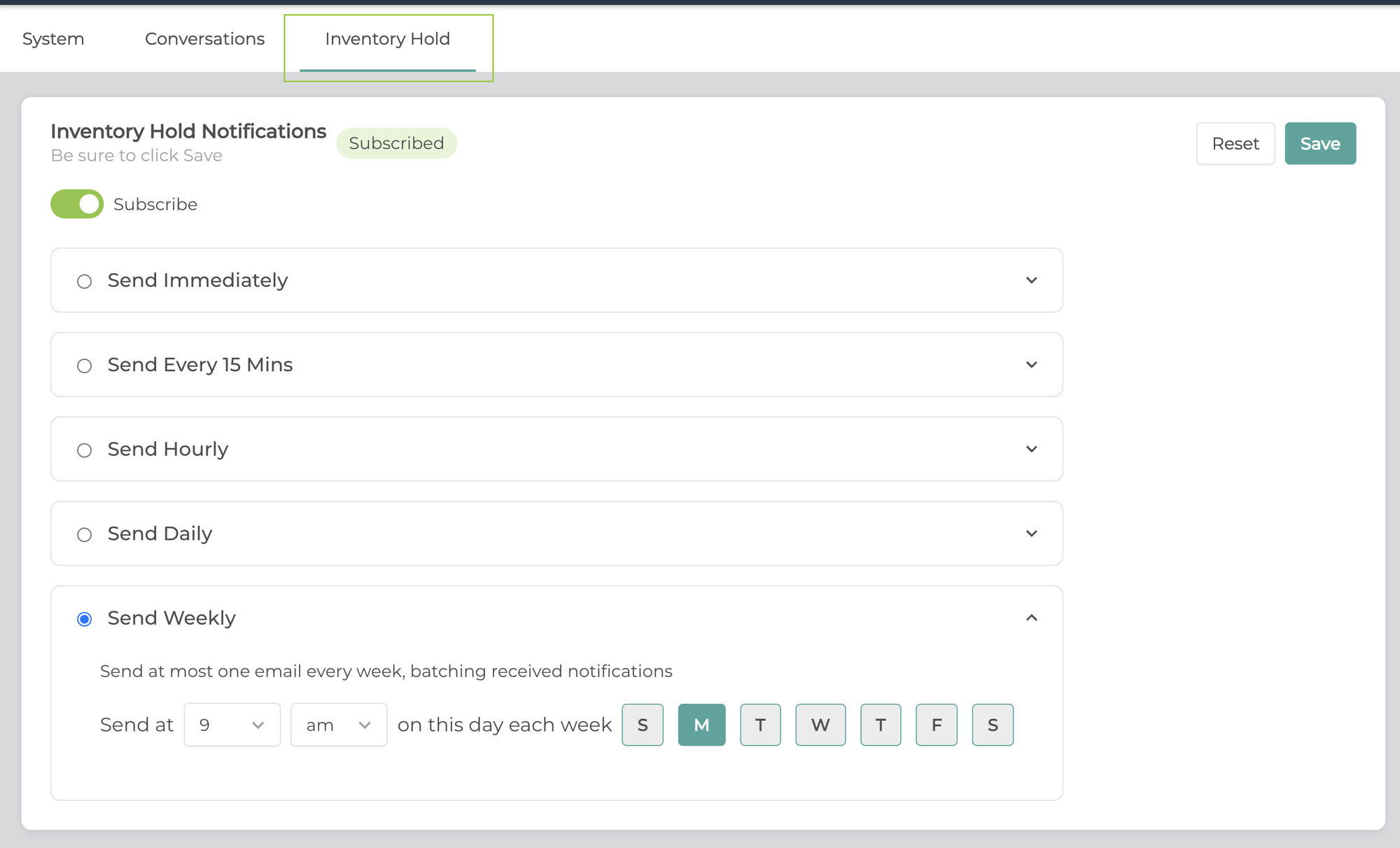 Configuring your inventory hold notifications