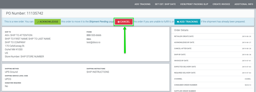Cancelling entire orders