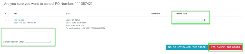 Cancelling entire orders