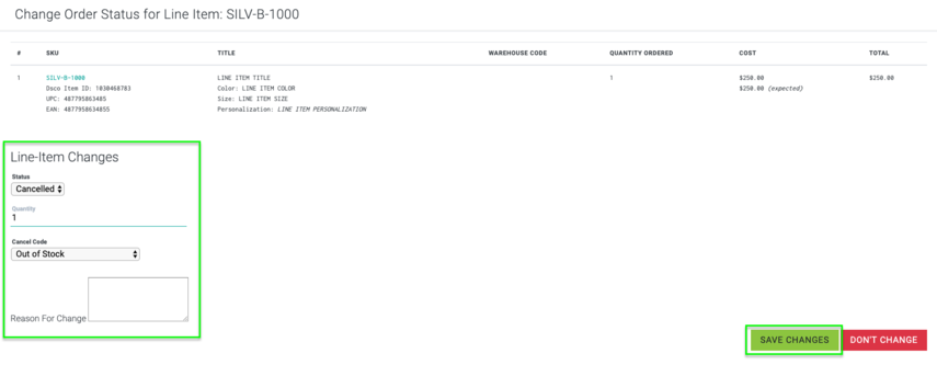 Cancelling line items