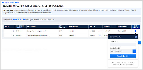 Canceling orders