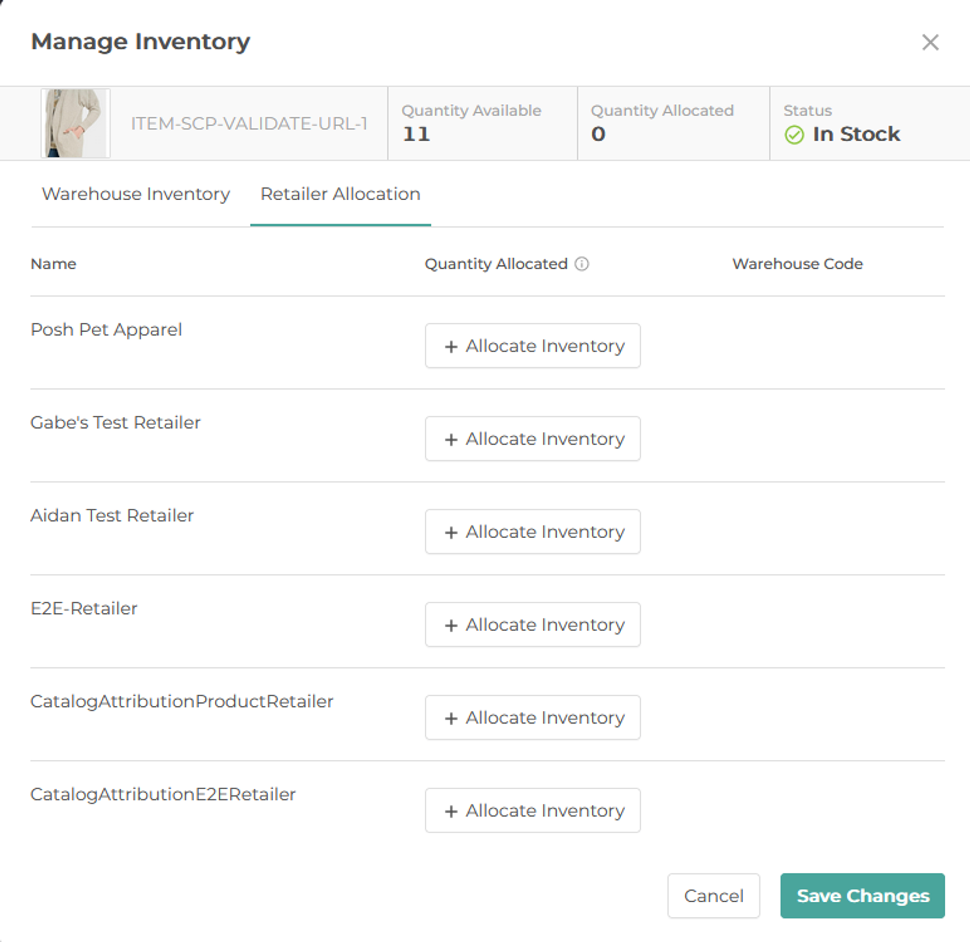 Managing inventory quantities to your retailers